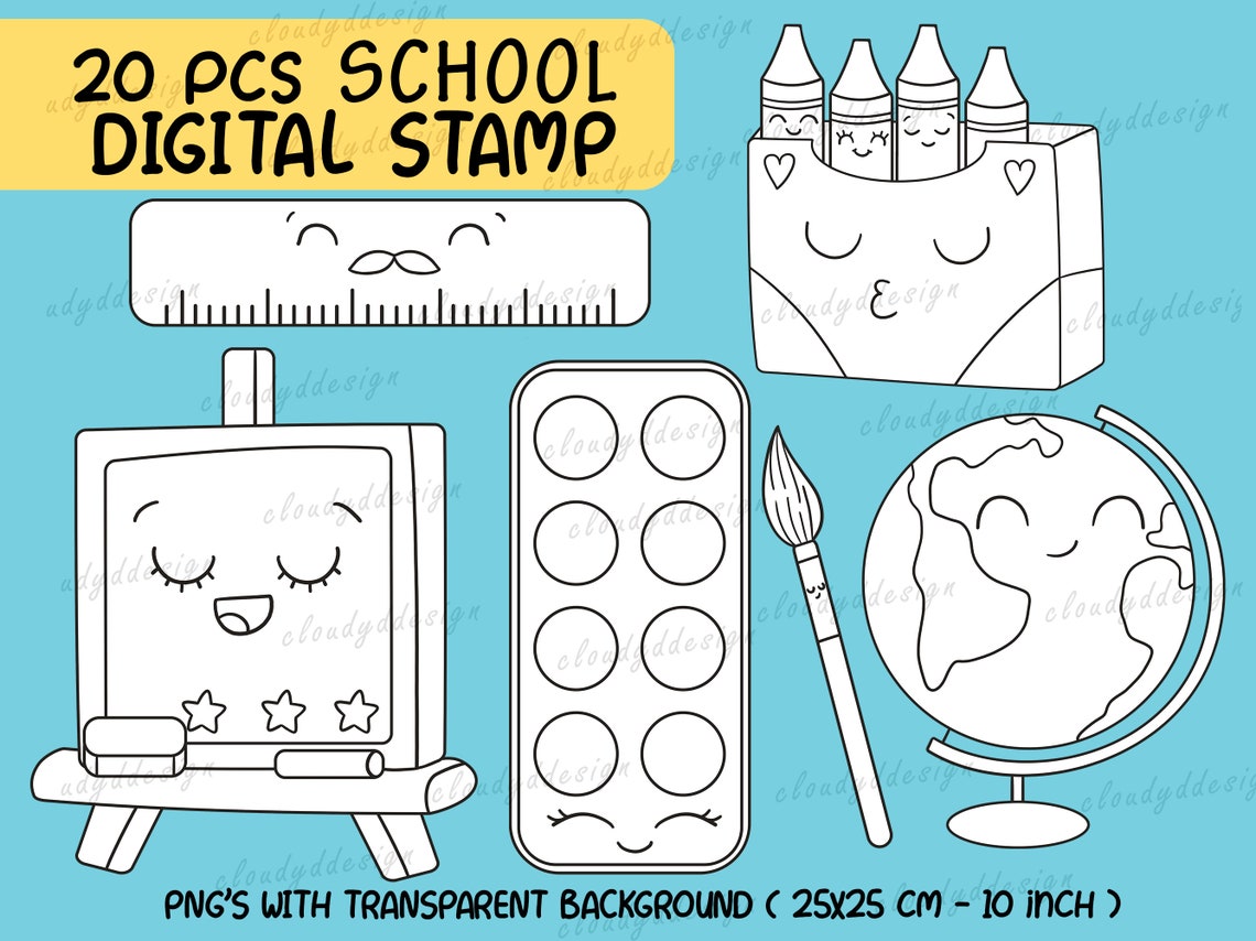Kawaii School Supplies Clipart ,PNG, School Doodle Clipart , Back to ...