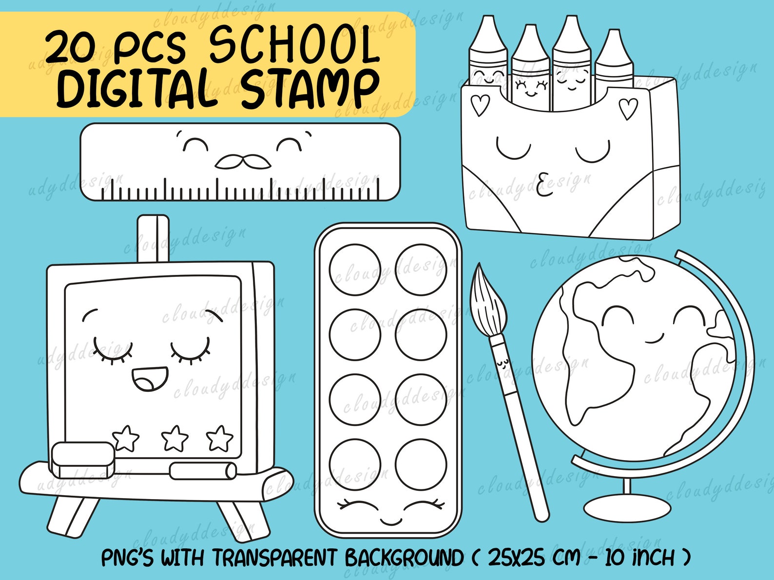 Kawaii School Supplies Clipart ,PNG, School Doodle Clipart , Back to ...