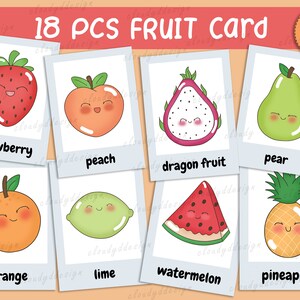 18 Printable FRUITS Flash Cards for Kids, Educational Toy for Toddlers ...