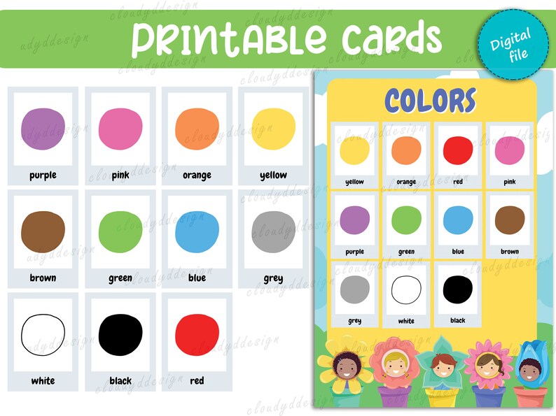 11 Printable COLORS Flashcards for Kids, Educational Toy for Toddlers ...