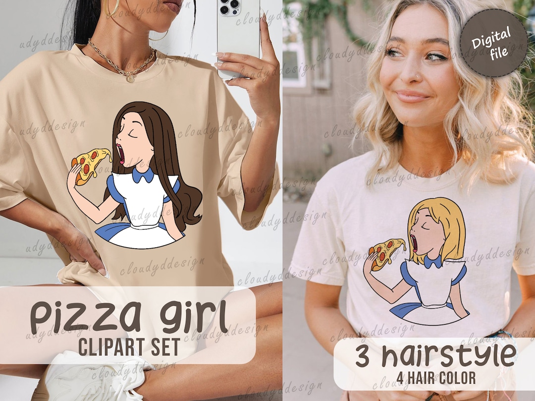 Pizza Girl Clipart Set ,PNG , COMMERCIAL USE, Sublimation, Dtf, Pizza ...