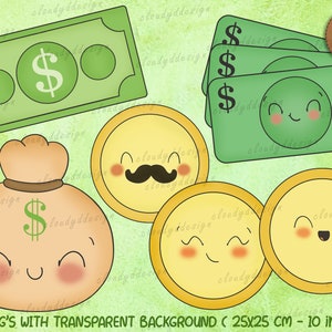 Cute Money Clipart Set ,PNG , COMMERCIAL USE, Money Tracker Clipart ...