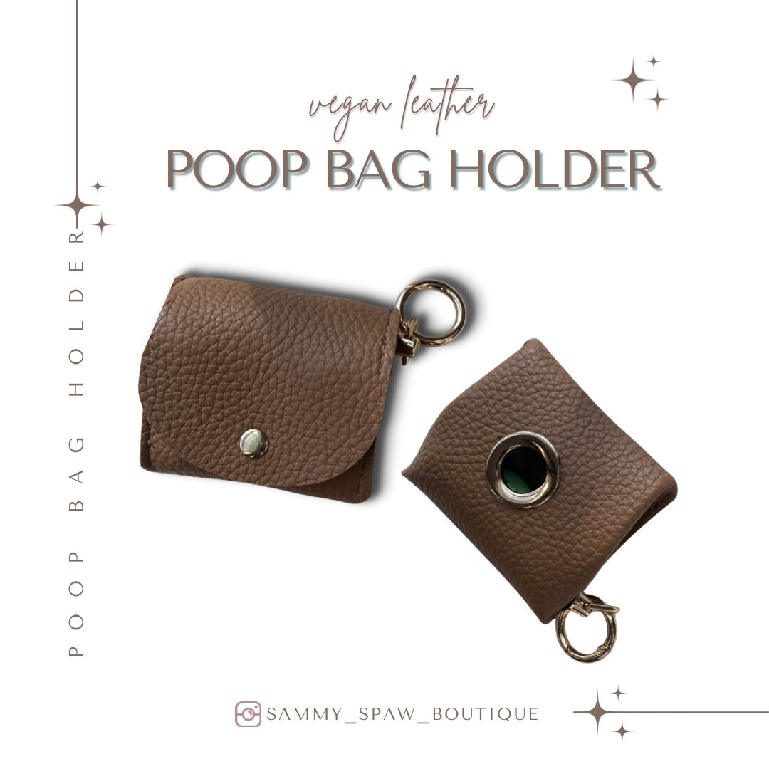 Light TAN POOP BAG Holder, Vegan Leather Dog Bags Holder, Minimalist ...
