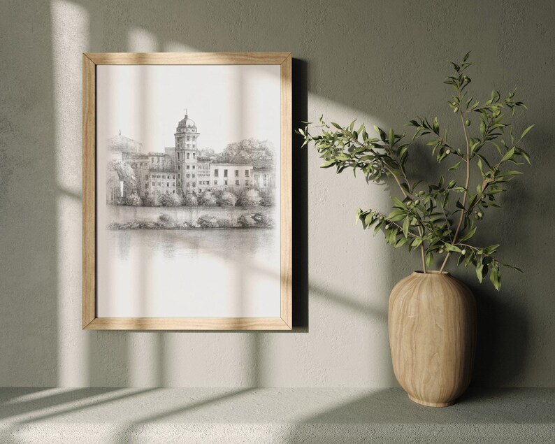 Trastevere Rome Sketch, Scenic Art Print, Pencil, Vertical, Instant ...