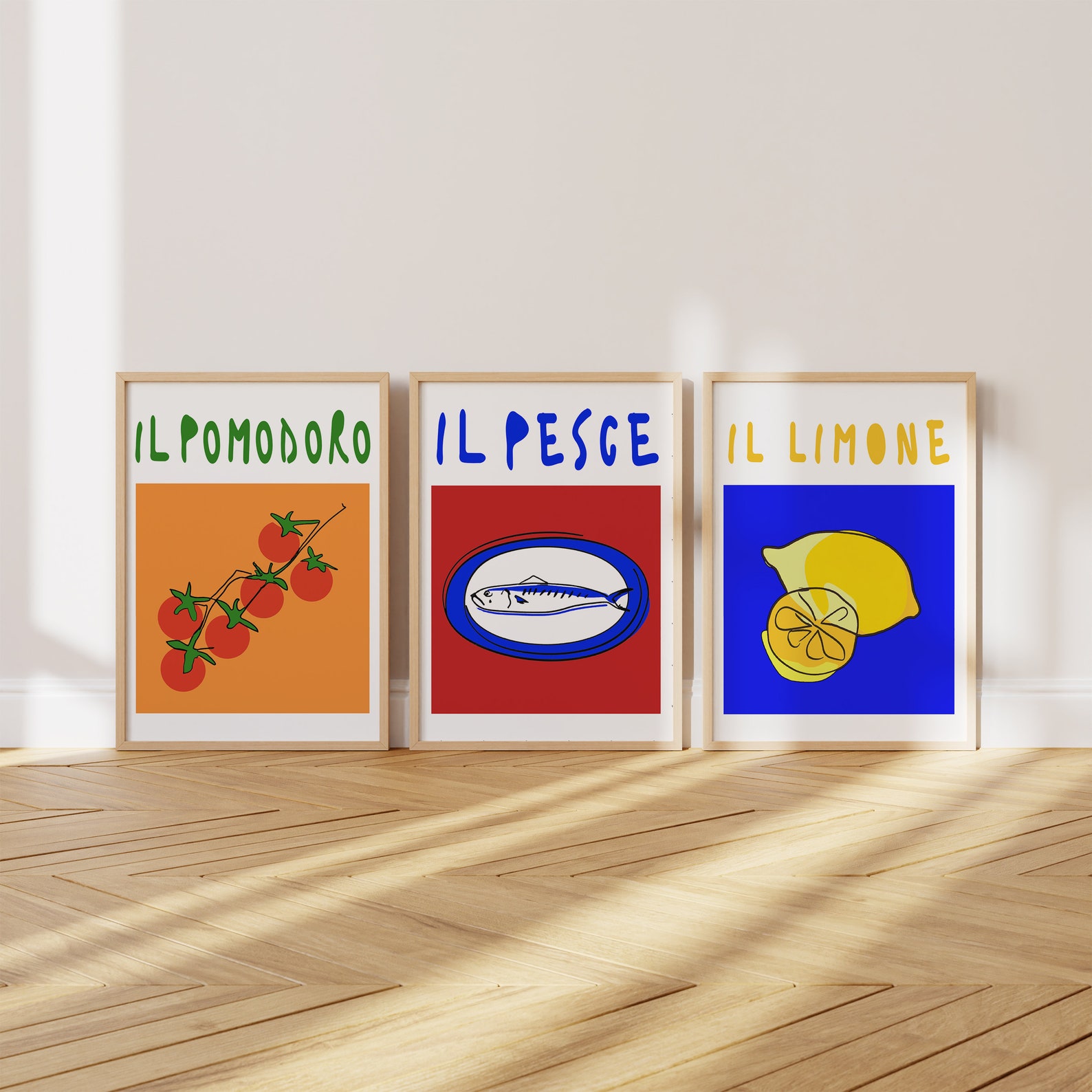 Italian Flashcard Food Series Bundle, Set of 3 Prints, Red Tomato Vine ...