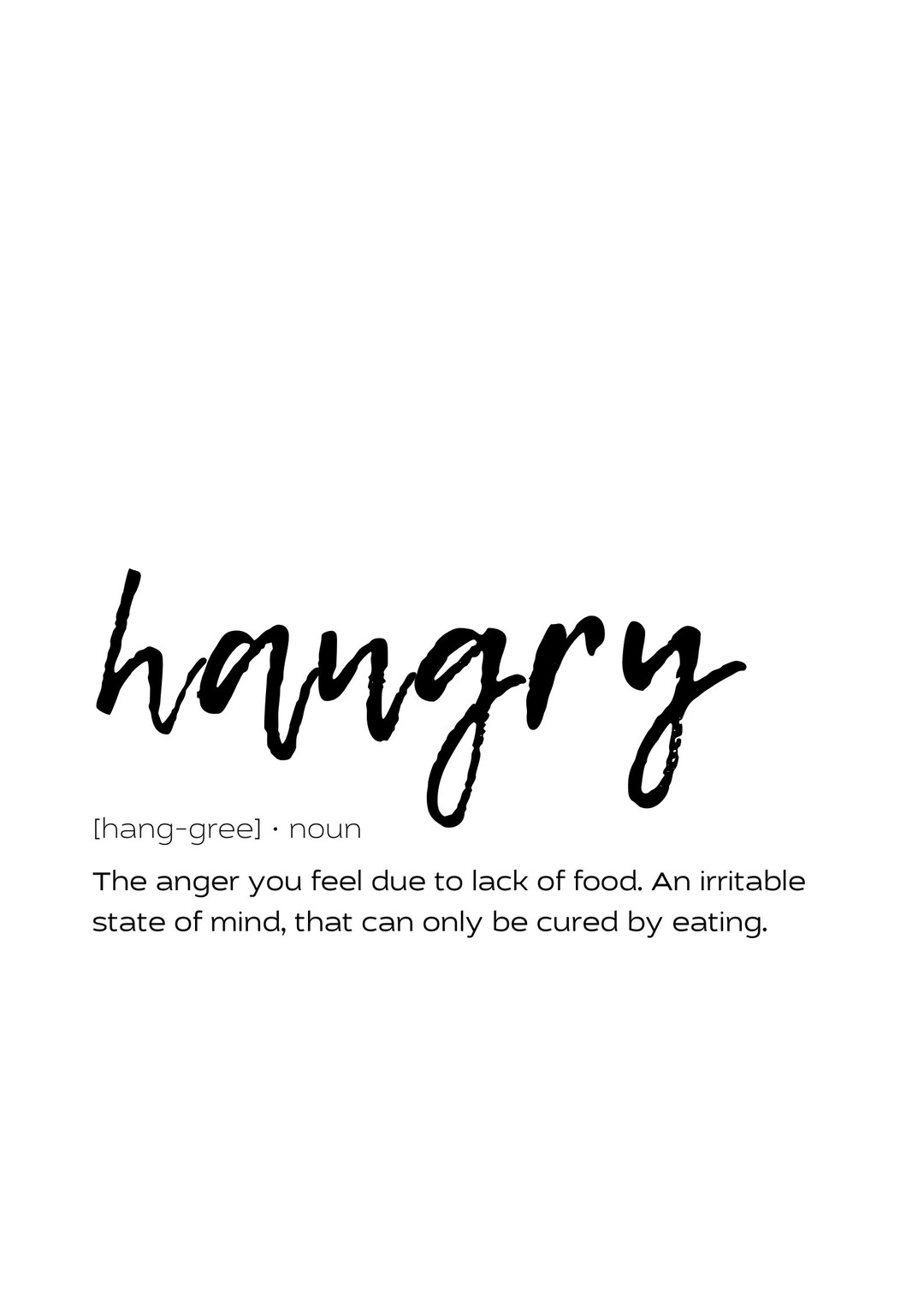 HANGRY, Hangry Quoat, Definition Wall Art, Home Decor Humor, Funny Home ...