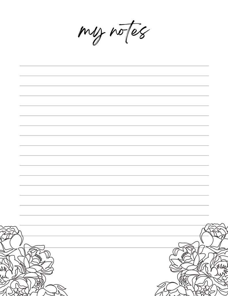Line Art Notes Page 04 - Etsy