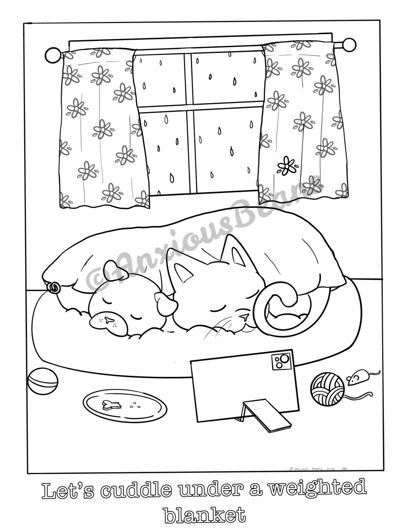 Let's Cuddle Coloring Page - Etsy