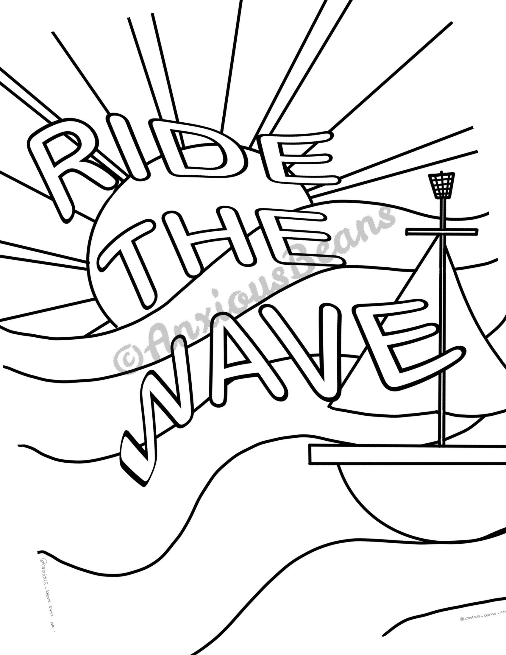 Ride the Wave Coloring Page - Etsy