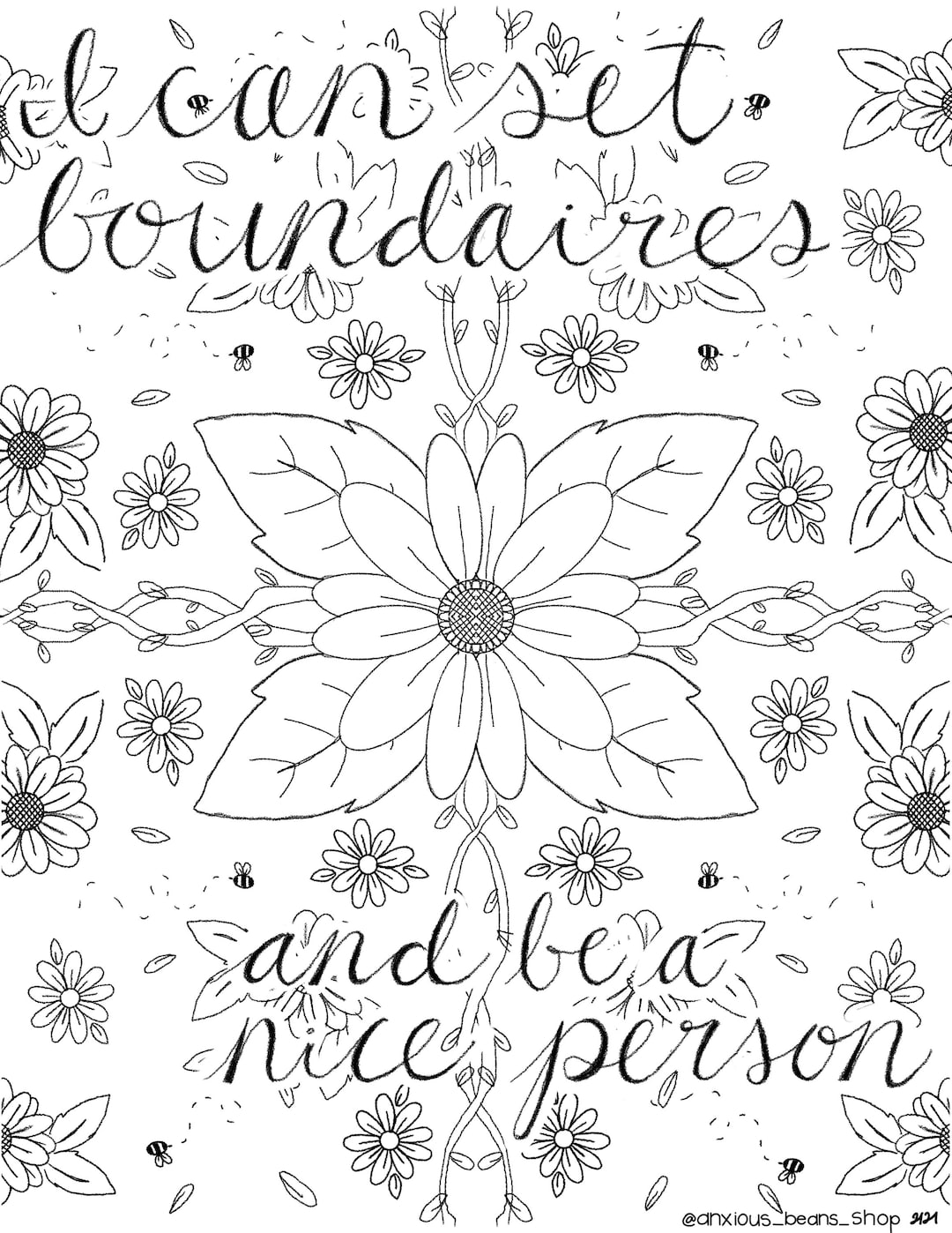 I Can Set Boundaries and Be Nice Mental Health Coloring Page - Etsy