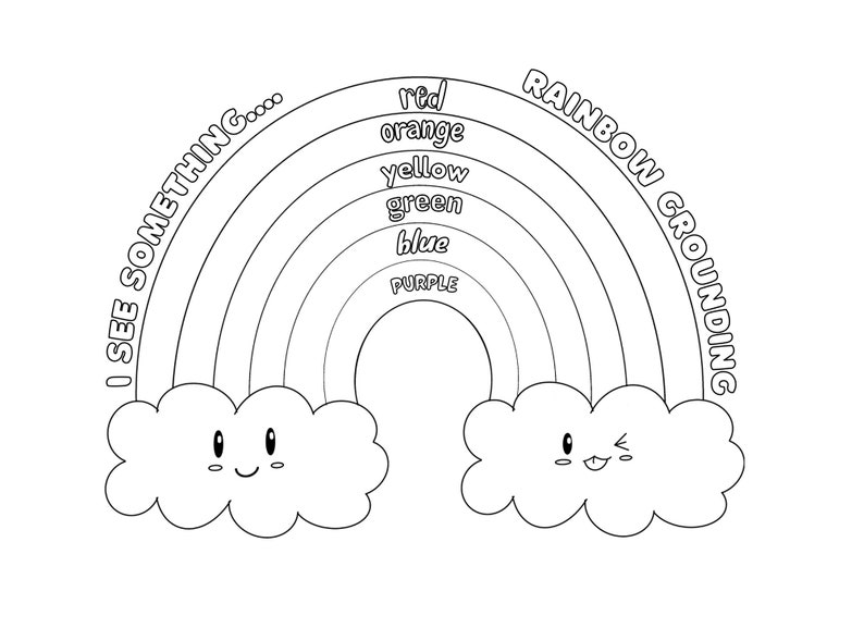 Rainbow Grounding Mental Health Coloring Page - Etsy