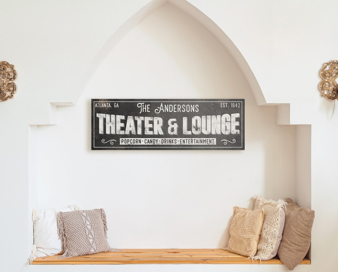Personalized Basement Wall Decor Movie Theater and Lounge Sign Home ...