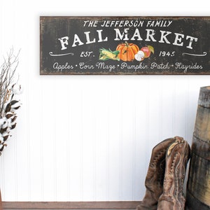 Fall Market Sign Rustic Fall Wall Decor Autumn Decorations Outdoor Metal Patio Sign Pumpkin ...