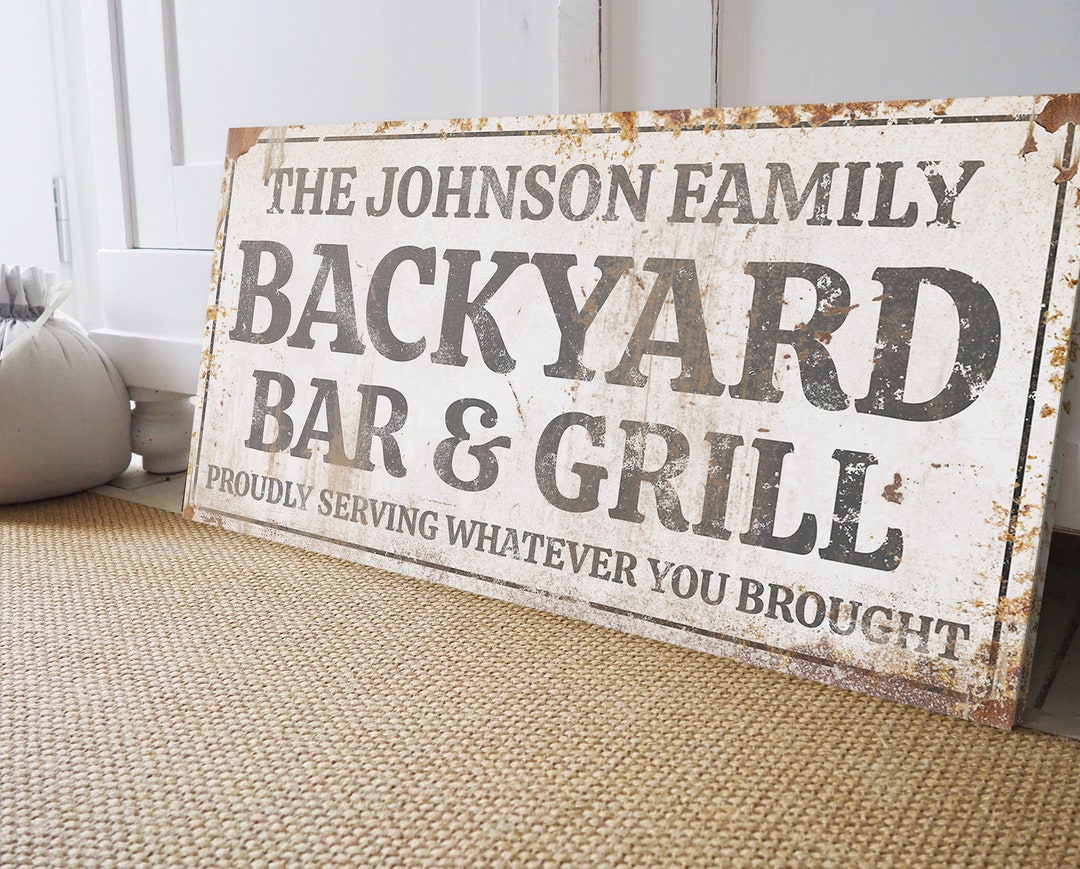 Backyard Bar and Grill Sign, Outdoor Patio Sign, Farmhouse Wall Decor ...