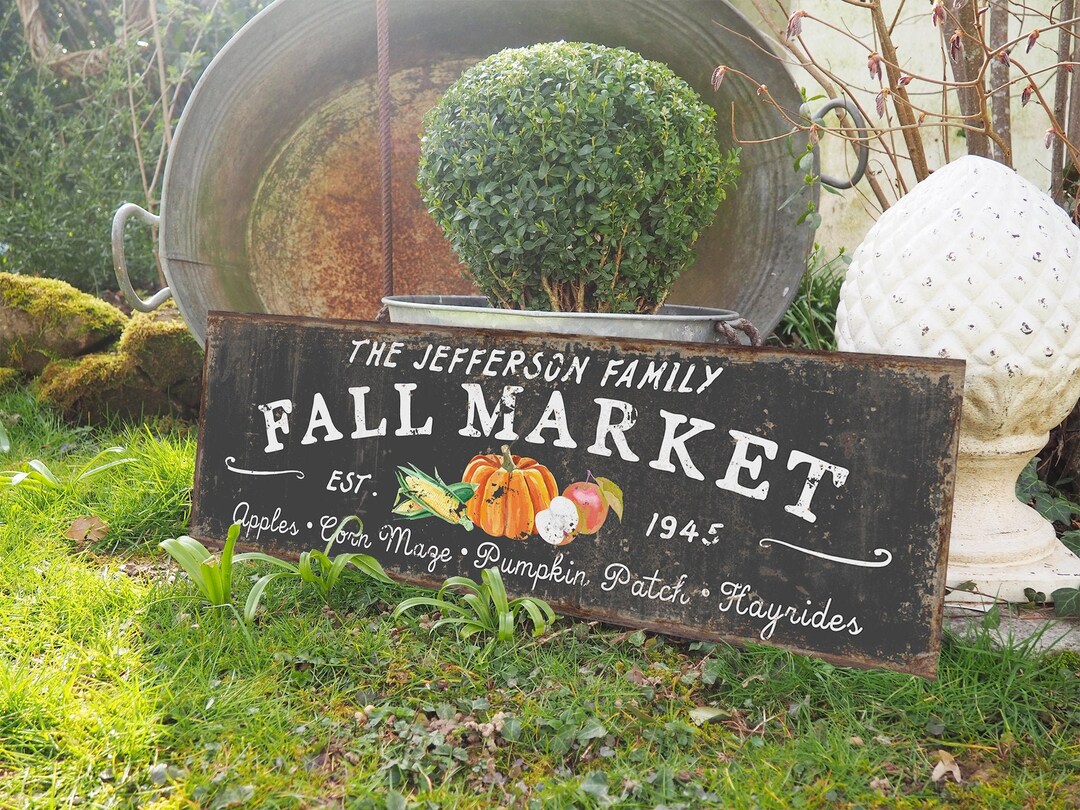 Rustic Fall Market Small Hanging Sign Autumn Decor Outdoor Vintage ...