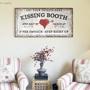 Kissing Booth Sign Farmhouse Valentines Day Decor Vintage Valentine ...