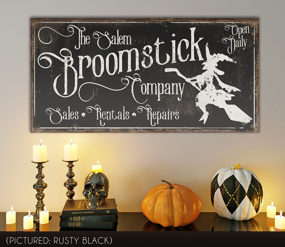 Salem Broom Company Sign Vintage Halloween Decorations Rustic - Etsy