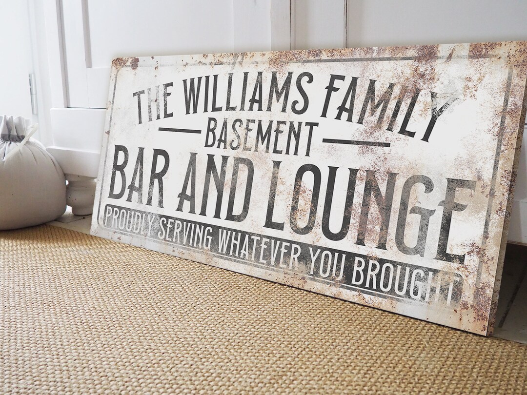 Family Name Custom Basement Bar and Lounge Sign Gift Ideas for Dad ...