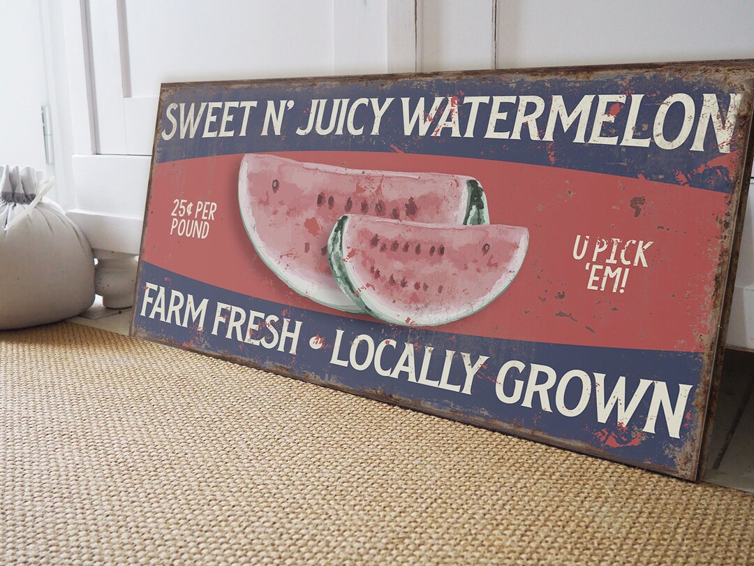 Vintage Watermelon Sign Mid-century Modern Decor Retro Farmhouse Wall ...