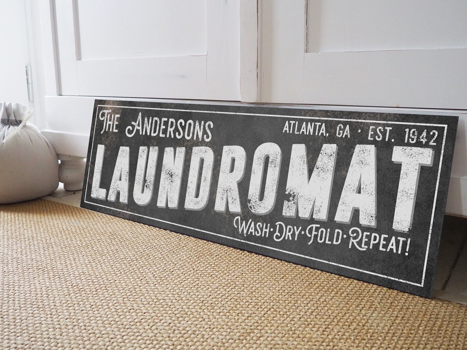 Large Custom Laundry Room Sign Vintage Black Laundry Sign Personalized ...