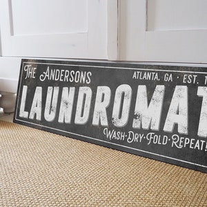 Large Custom Laundry Room Sign Vintage Black Laundry Sign Personalized ...