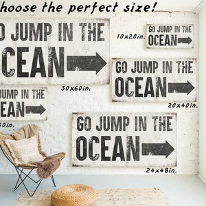 Go Jump in the Ocean Sign Outdoor Beach Decor Beach House Signs Vintage ...