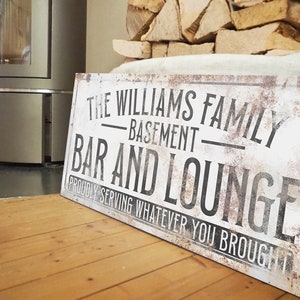 Family Name Custom Basement Bar and Lounge Sign Gift Ideas for Dad ...