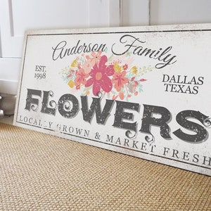 Rustic Fresh Flower Market Sign Chic Custom Vintage Farmhouse Wall ...