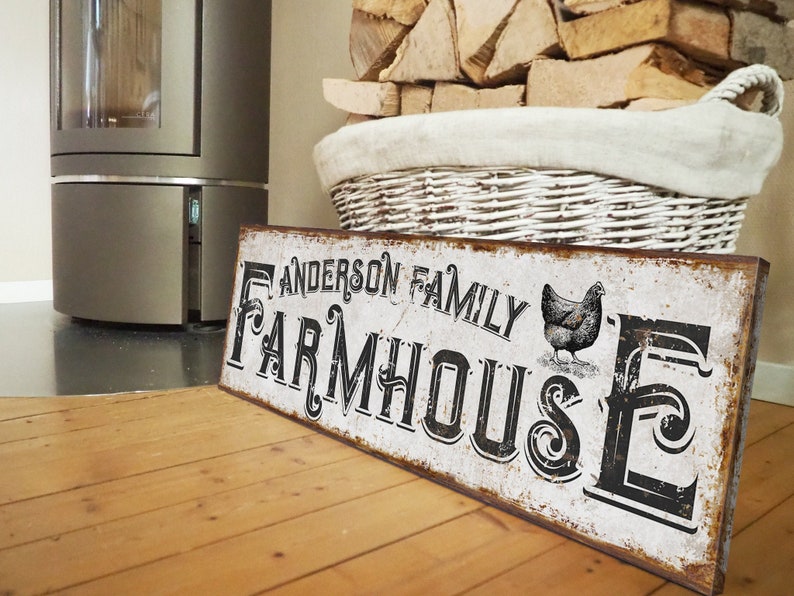 Personalized Farmhouse Family Name Sign: Rustic Vintage Wall Art - Etsy