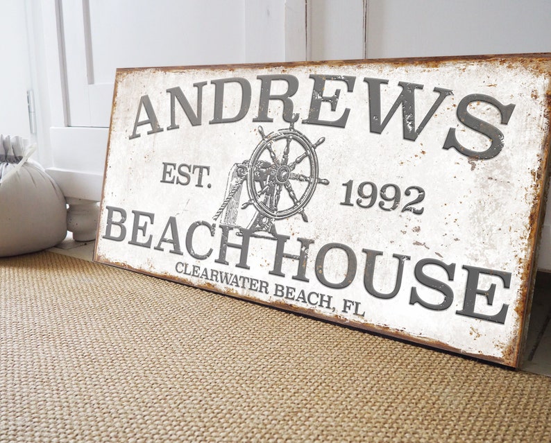 Custom Beach House Sign Personalized Beach Decor Rustic - Etsy