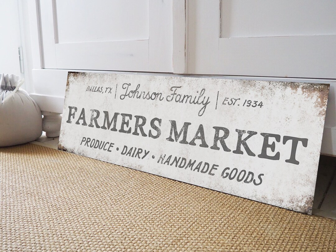 Custom Farmers Market Sign for Kitchen Decor, Personalized Farmhouse ...