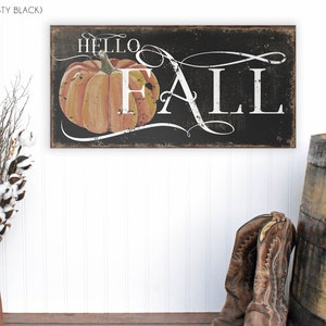 Large Hello Fall Sign Big Rustic Fall Porch Sign Farmhouse Autumn Decor ...