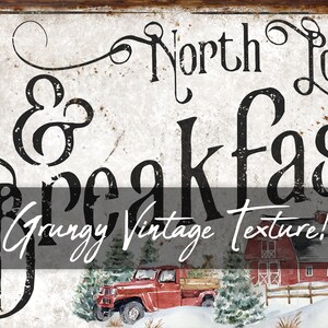 Vintage North Pole Bed and Breakfast Sign Primitive Rustic Red Truck ...