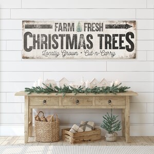 Primitive Christmas Trees Farm Sign for Front Porch Farmhouse Christmas ...