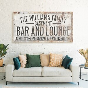 Family Name Custom Basement Bar and Lounge Sign Gift Ideas for Dad ...