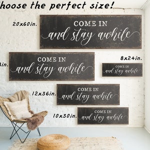 Come in and Stay Awhile Sign Large Outdoor Wall Art Entryway Decor ...