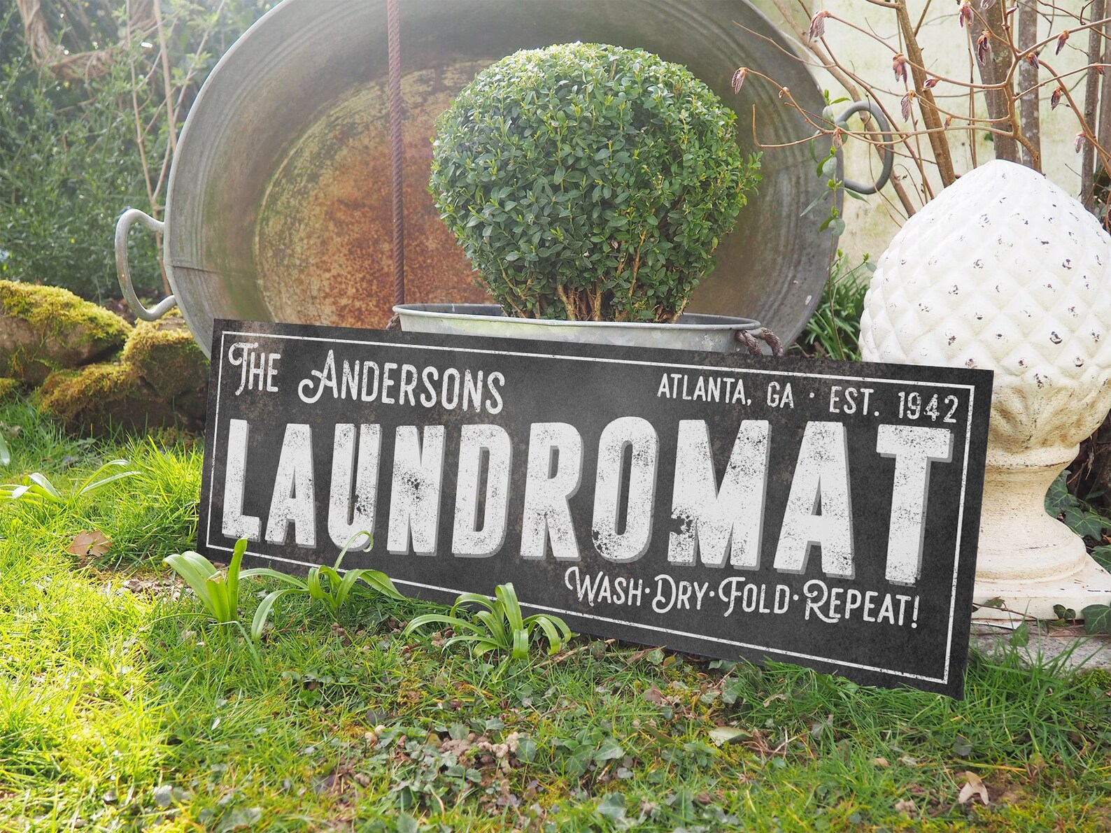 Large Custom Laundry Room Sign Vintage Black Laundry Sign Personalized ...