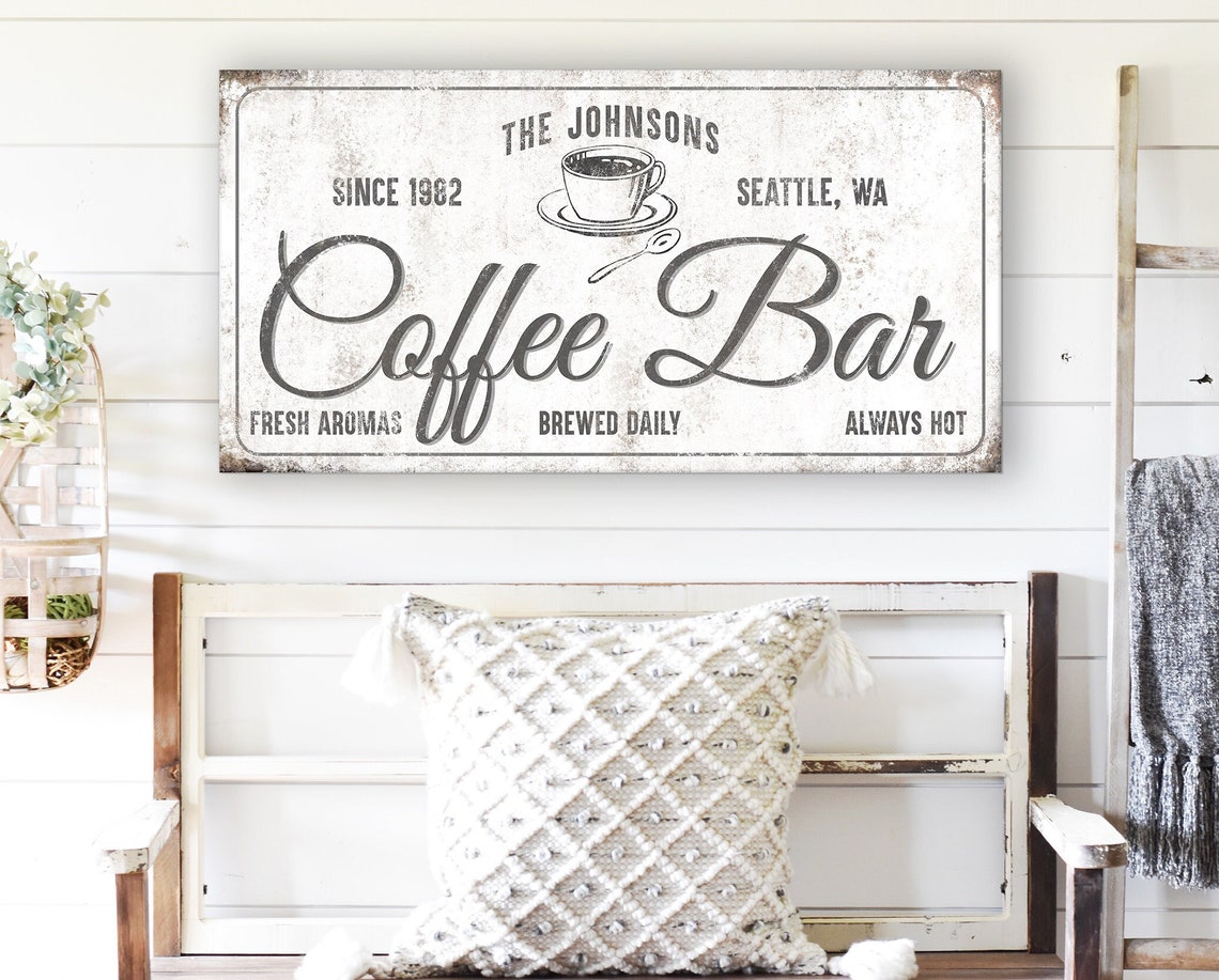 Personalized Coffee Bar Sign Custom Coffee Station Sign - Etsy