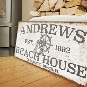 Custom Beach House Sign Personalized Beach Decor Rustic Coastal Decor ...