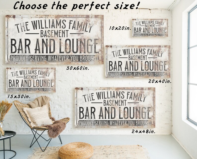 Family Name Custom Basement Bar and Lounge Sign Gift Ideas for - Etsy