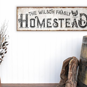 Custom Homestead Sign Personalized Farmhouse Signs Rustic Antique Decor ...
