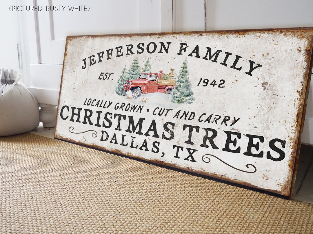 Personalized Family Christmas Tree Farm Sign: Rustic Holiday Decor - Etsy