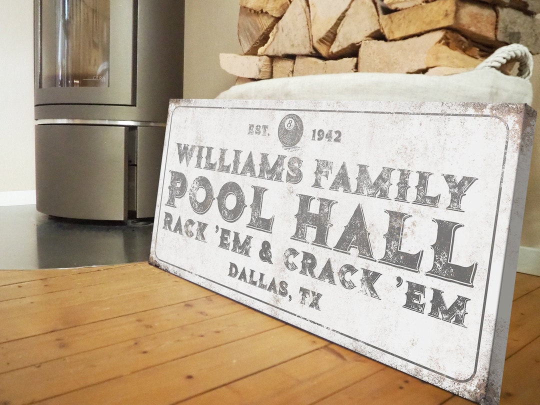 Personalized Pool Hall Sign for Basement Decor Custom Billiards Sign ...