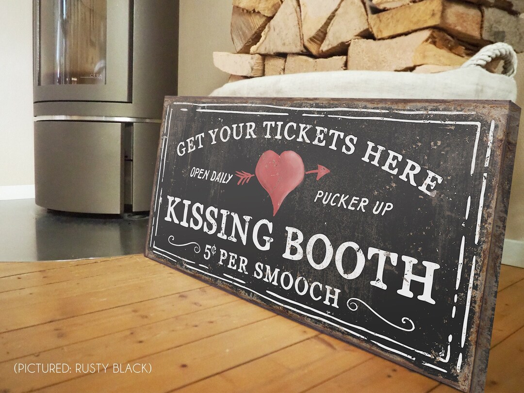 Valentines Day Kissing Booth Sign Vintage Valentines Decor Modern ...