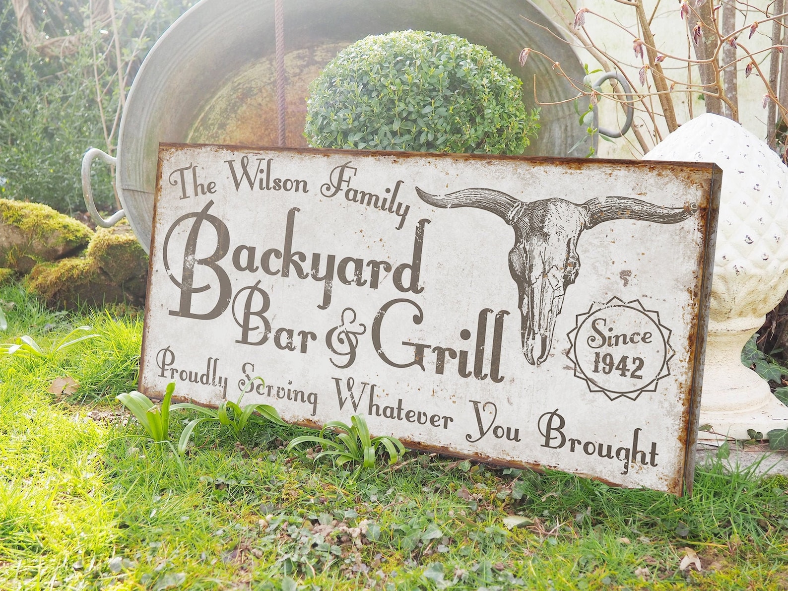 Custom Backyard Bar and Grill Sign Personalized Patio Bar - Etsy