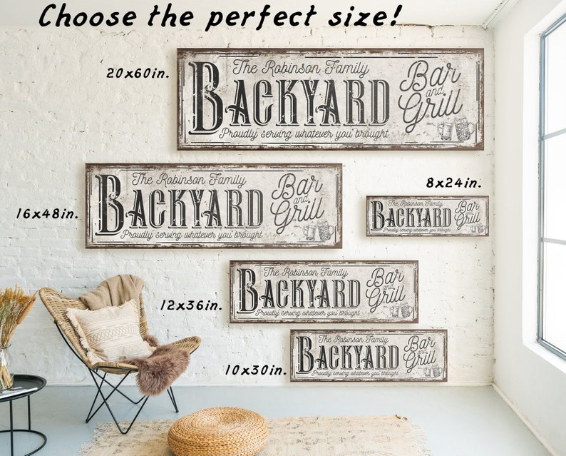 Personalized Backyard Bar and Grill Sign for Back Deck - Etsy