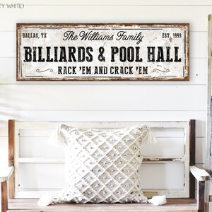 Custom Man Cave Wall Art Personalized Pool Hall Sign Vintage Billiards ...