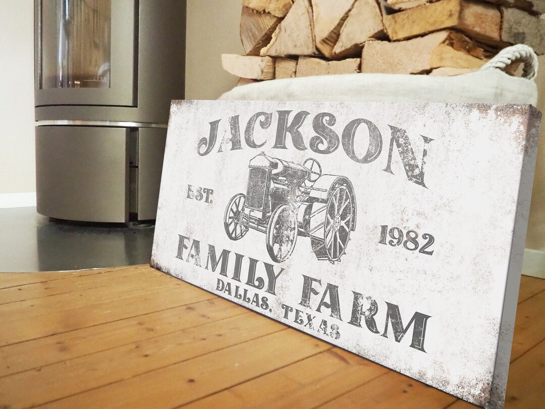 Personalized Family Farm Sign: Rustic Tractor Decor - Etsy