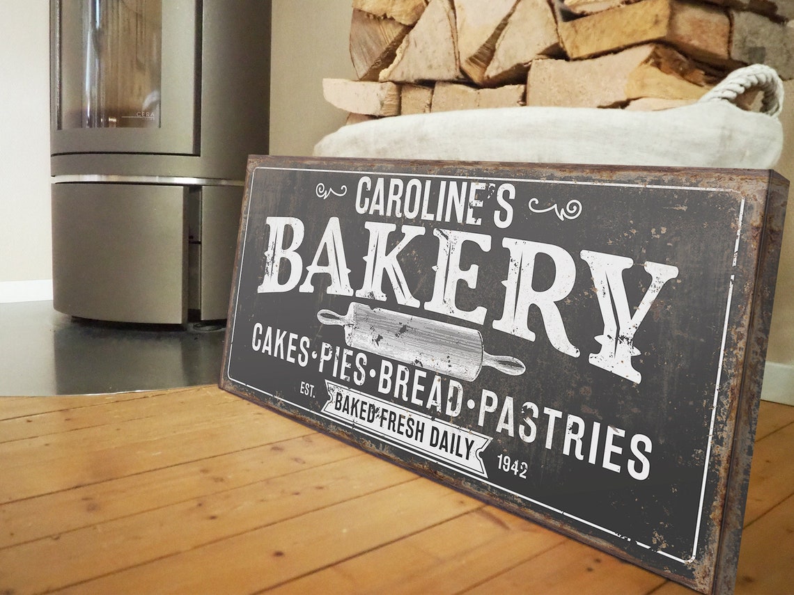 Custom Bakery Sign, Vintage Farmhouse Kitchen Decor, Rustic Chic Wall ...