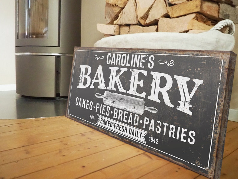 Custom Bakery Sign, Vintage Farmhouse Kitchen Decor, Rustic Chic Wall ...